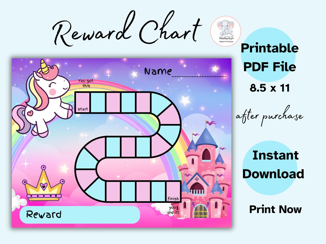 Unicorn Printable Reward Chart for Kids Potty Training Chart - Etsy