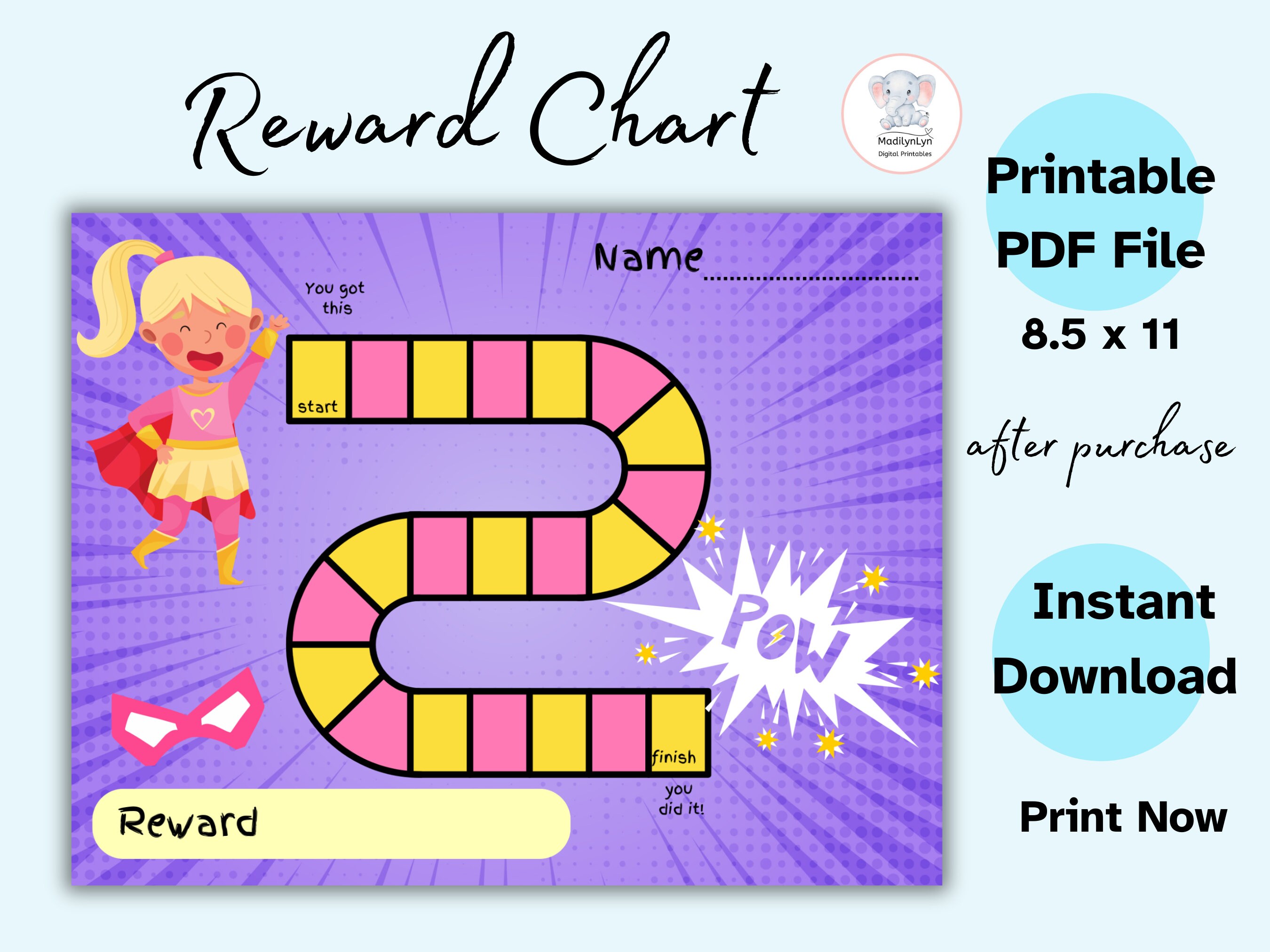 Superhero Printable Reward Chart for Kids Potty Training - Etsy