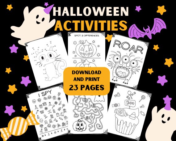 Halloween Activity Printable, Kids Halloween Coloring Sheet, Halloween ...