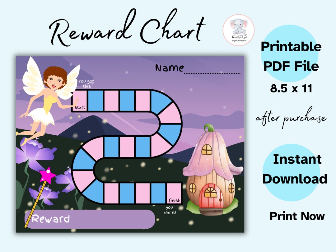 Fairy Printable Reward Chart for Kids Potty Training Chart - Etsy