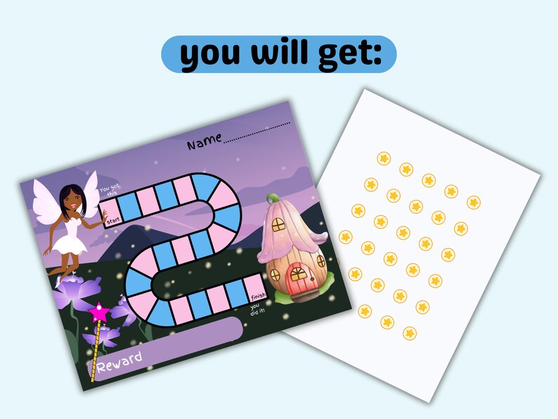 Fairy Printable Reward Chart for Kids, Potty Training Chart for Toddler ...
