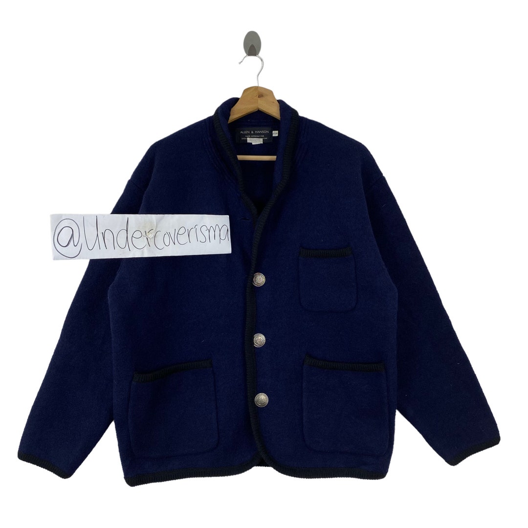 ALLEN & HANSON Multi Pocket Button up Wool Navy Sweatshirt - Etsy