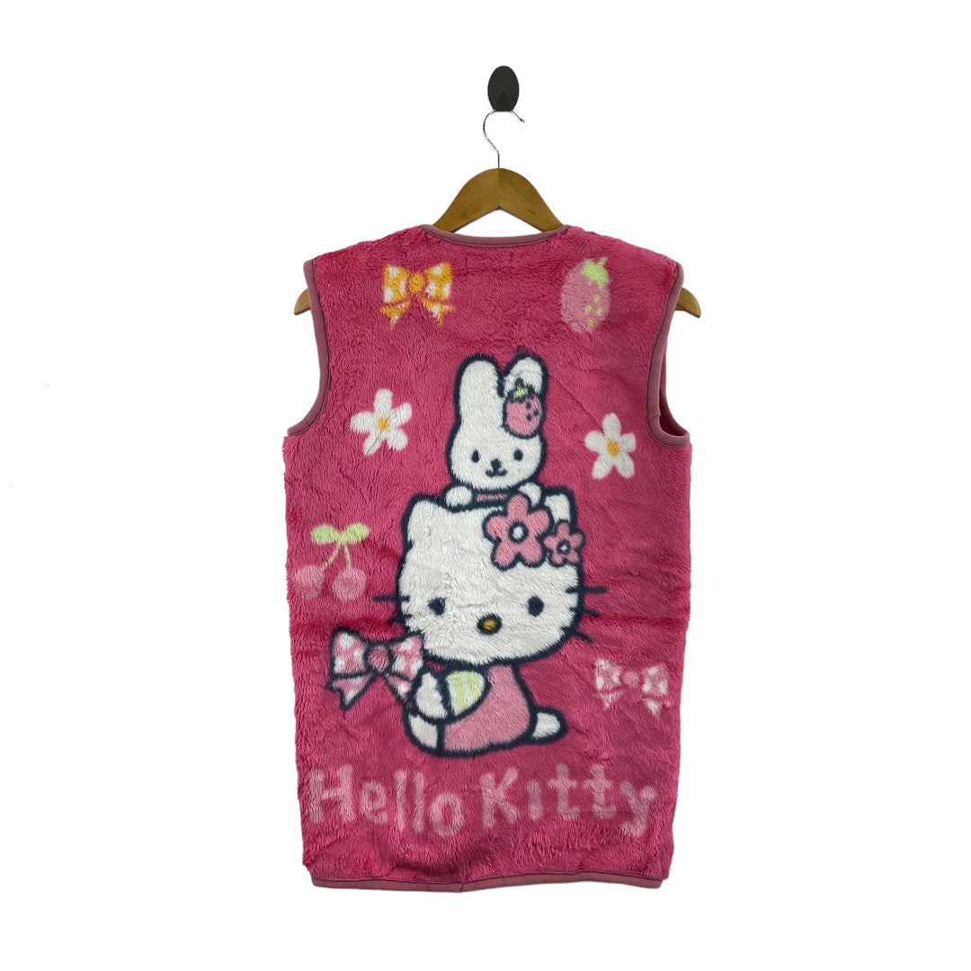 HELLO KITTY Cartoon Animation Pink Vest Long Fleece Wear - Etsy