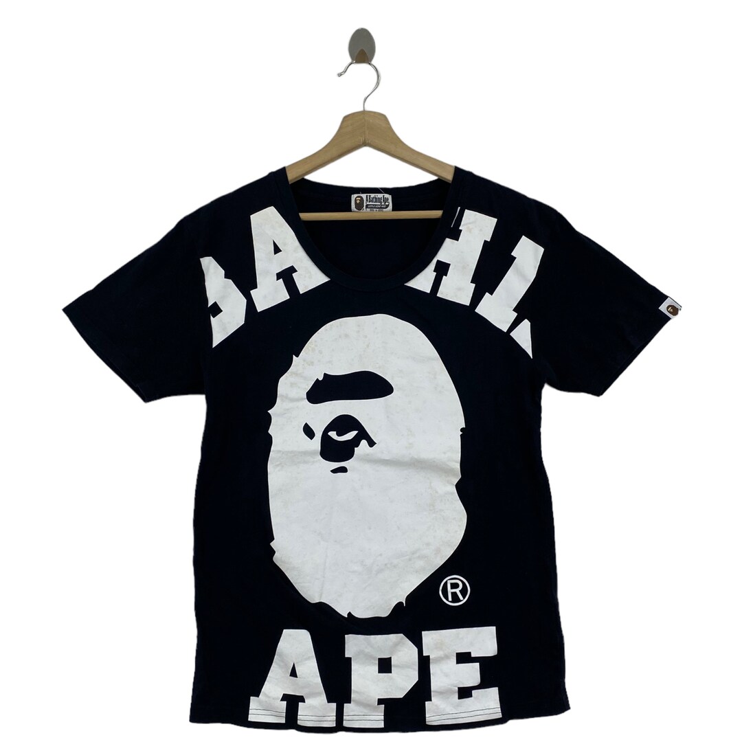 A BATHING APE Bape Big Head Print Black Short Sleeve Shirt - Etsy