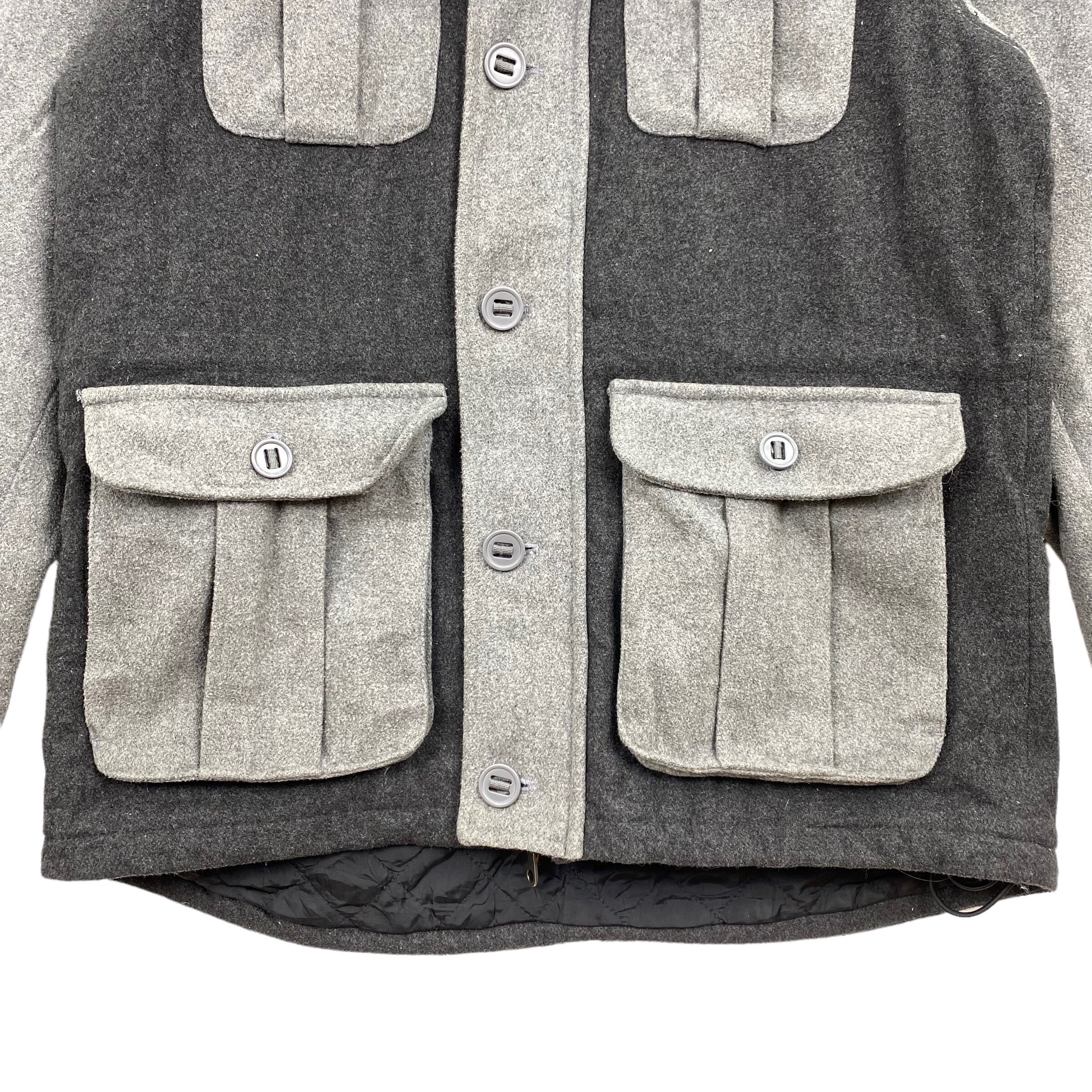 BEAMS HEART Japanese Brand Multi Pocket Button up Hooded Grey Bomber ...