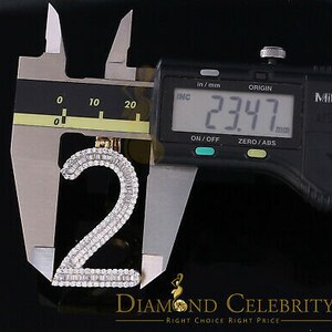 Diamond Celebrity's Yellow 925 Silver Baguette Numeric Number 2 Pendant ...