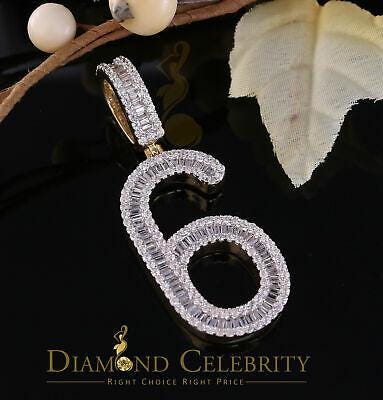 Diamond Celebrity's Yellow 925 Silver Baguette Numeric Number '6 ...