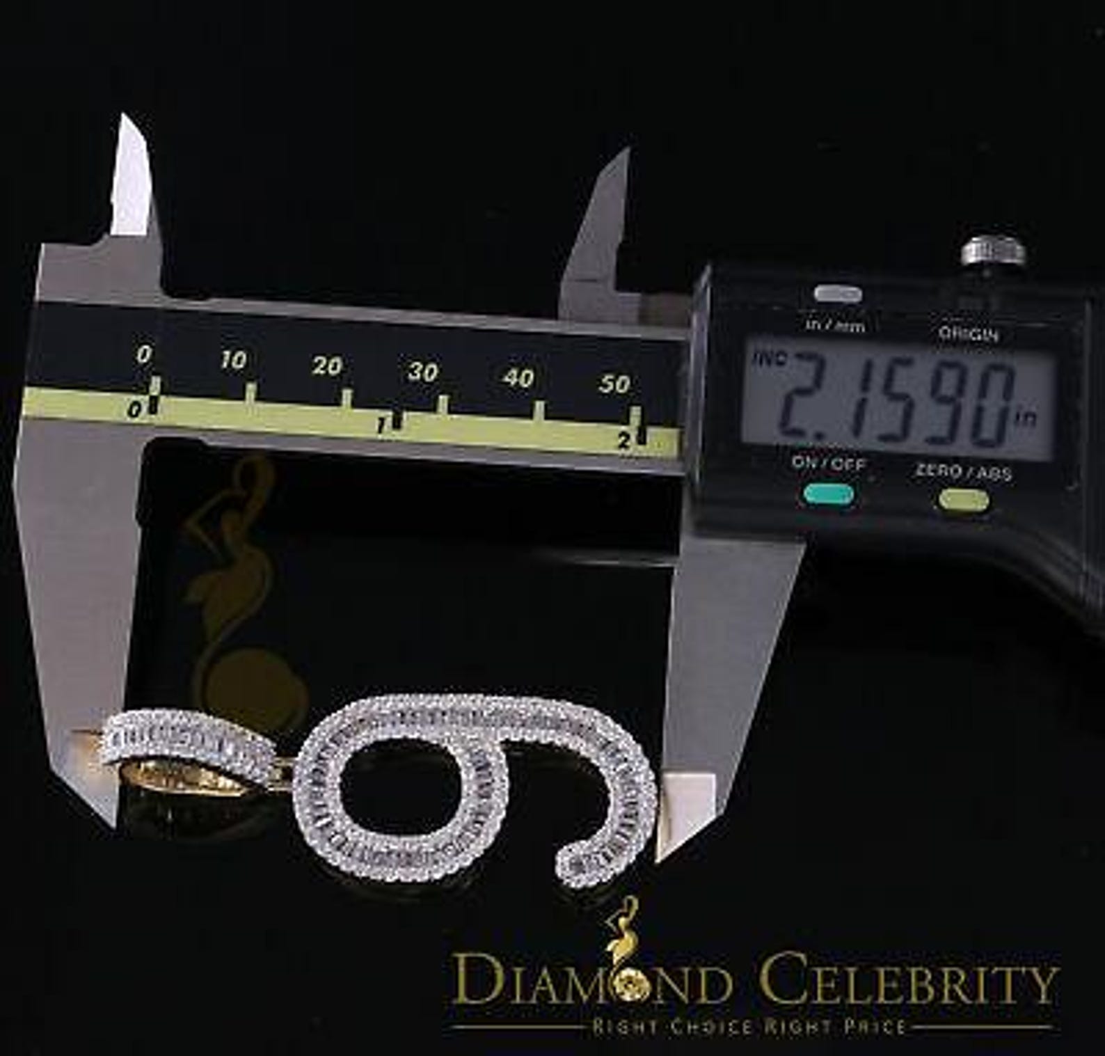 Diamond Celebrity's Yellow 925 Silver Baguette Numeric Number '9 ...