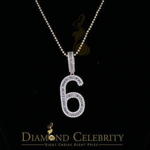 Diamond Celebrity's Yellow 925 Silver Baguette Numeric Number '6 ...