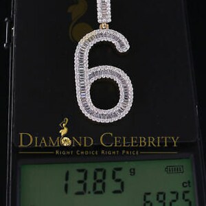 Diamond Celebrity's Yellow 925 Silver Baguette Numeric Number '6 ...