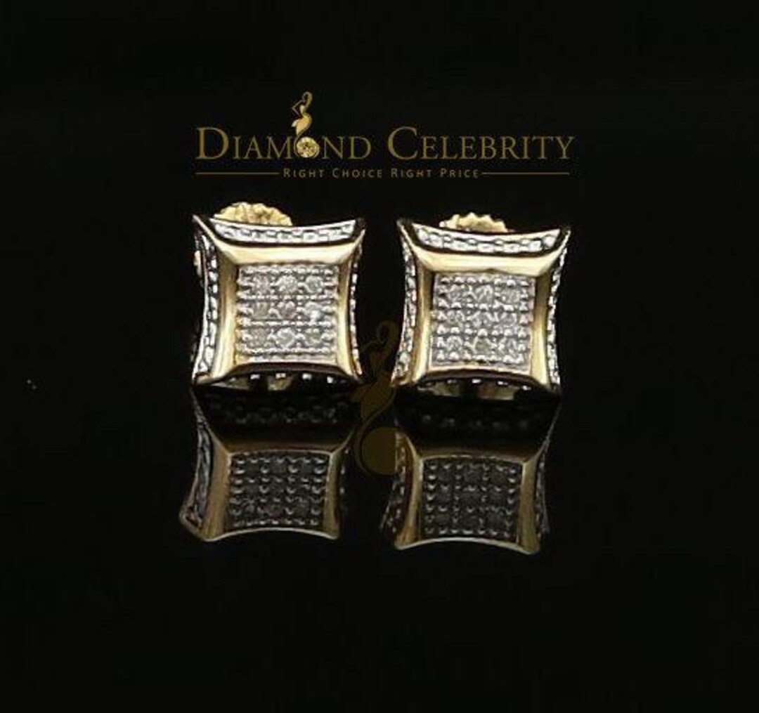Real Diamond 0.10CT With 10K Yellow Real Gold Men's /ladies Studd ...