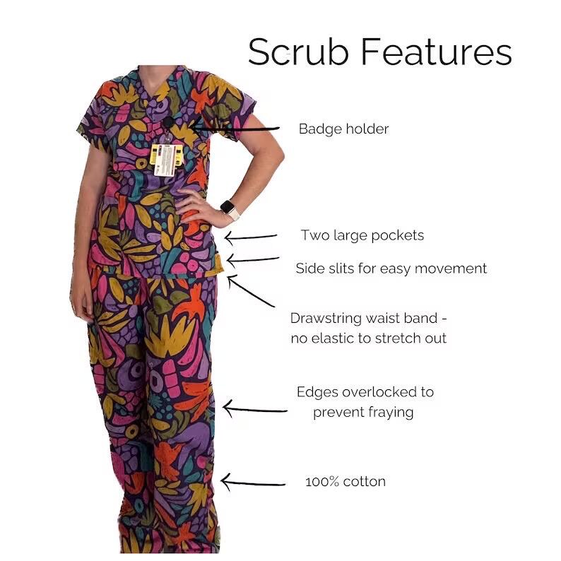 Fun Scrub Top or Set - Australian Native Flowers - Etsy Australia