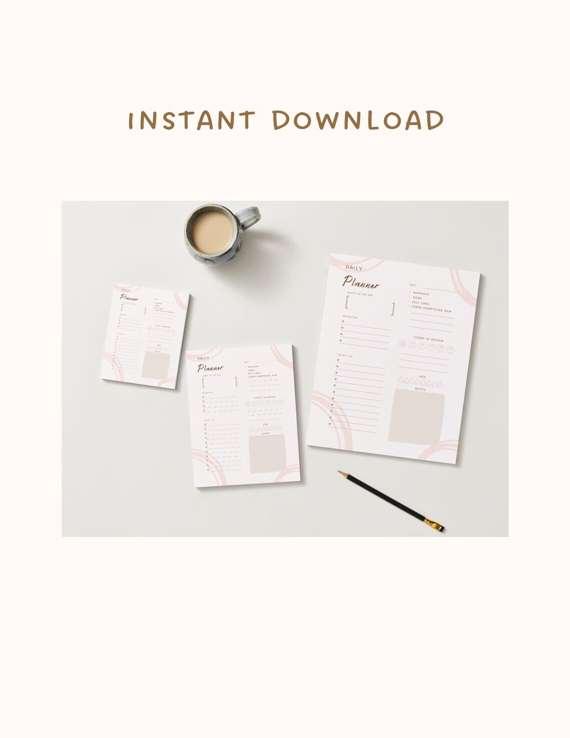 Printable Daily Digital Planner (BUNDLE), Daily to Do List, Instant ...