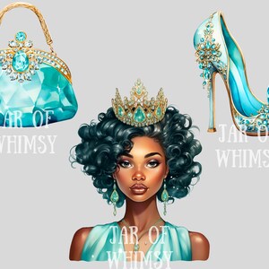 Watercolour Aqua Blue Princess Clipart Fantasy Illustration PNG Digital ...