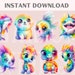 Watercolour Rainbow Sea Creatures Clipart Turtle Sea Horse PNG Digital ...