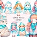 Watercolour Kawaii Winter Clipart Cute Chibi Winter Girls PNG Digital ...