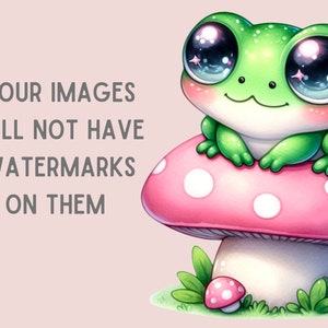 Watercolour Baby Frog Clipart Super Cute Kawaii Chibi Frog PNG Digital ...
