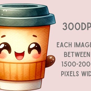 Watercolour Kawaii Coffee Clipart Cute Coffee Cup Mug PNG Digital Image ...