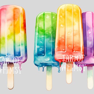 Watercolour Popsicle Clipart Summer Ice Cream Ice Block Lolly PNG ...