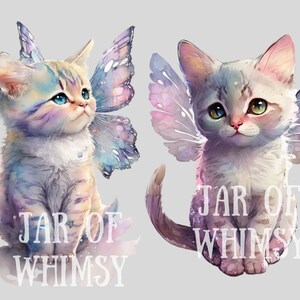 Watercolour Fantasy Fairy Kittens Clipart - Kawaii Cat PNG Digital ...