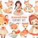 Watercolour Fox Clipart Kawaii Fox Woodland Mori Girl PNG Digital Image ...