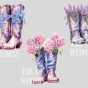 Watercolour Floral Cowgirl Boots Clipart Wild Western PNG Digital Image ...