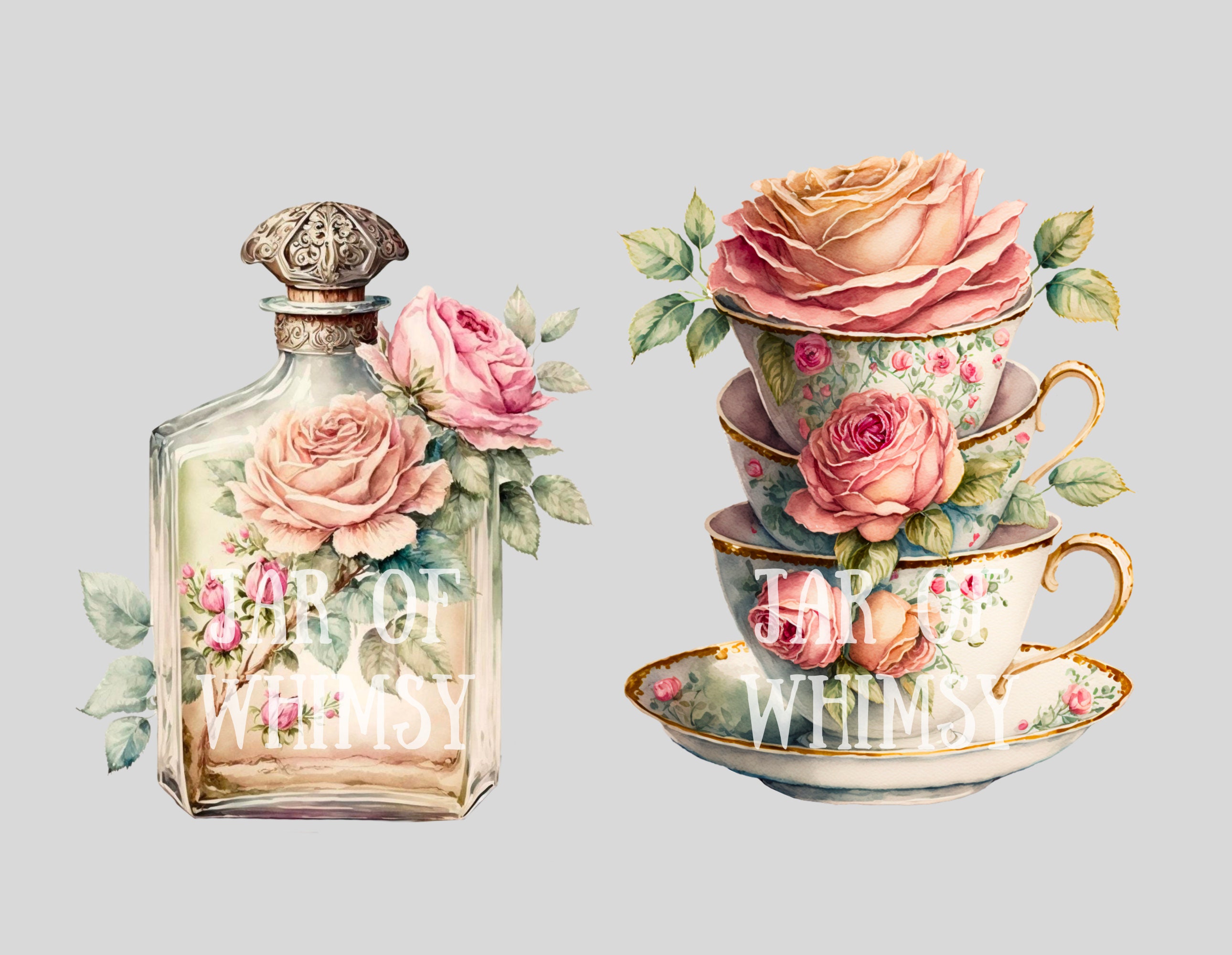 Watercolour Vintage Pink Rose Clipart - Vintage Lady PNG Digital Image ...
