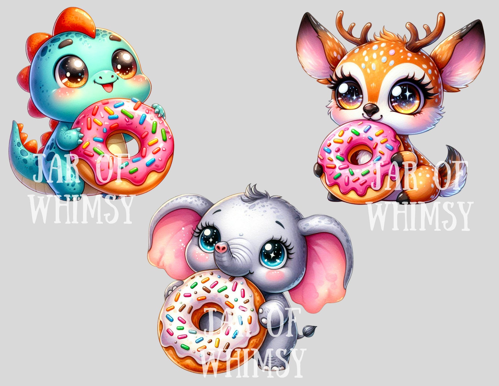 Watercolour Cute Donut Animal Clipart Doughnut Day Animal PNG Digital ...