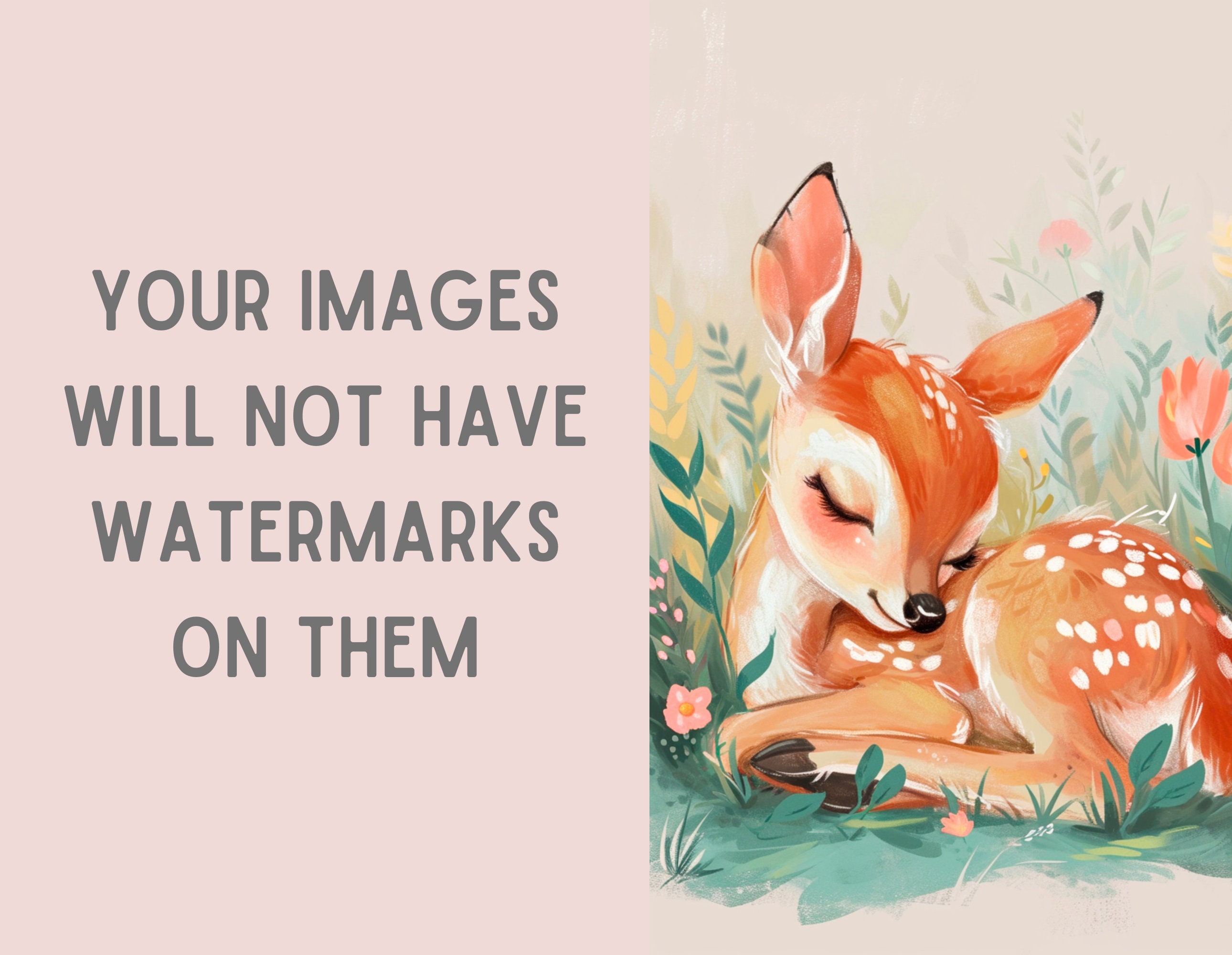 Watercolour Spring Deer Clipart Easter Baby Fawn JPG Digital Image ...
