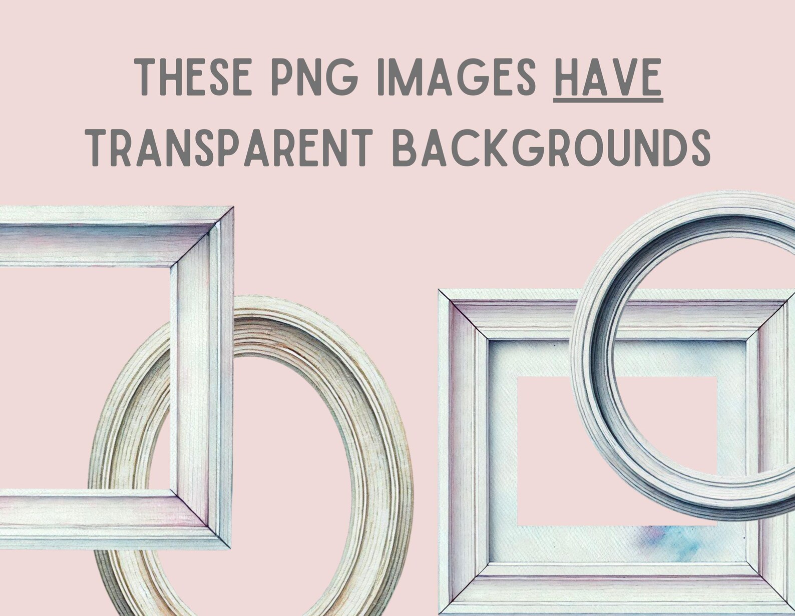 Watercolour White Wooden Frame Clipart Simple White Frames PNG Digital ...
