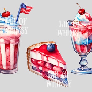 Watercolour Patriotic Treats Clipart 4th of July PNG Digital Image ...