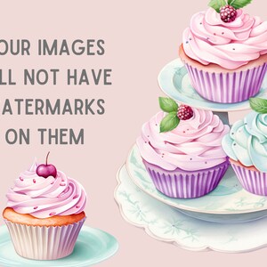 Watercolour Pastel Cupcake Clipart Cupcake Bakery PNG Digital Image ...
