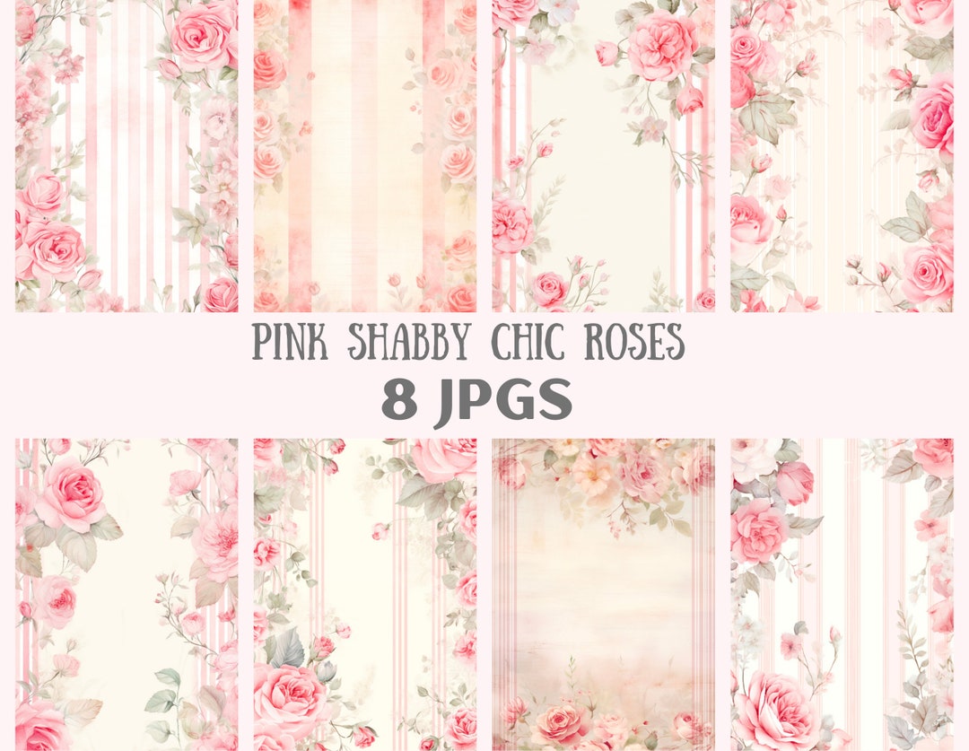 Watercolour Pink Shabby Chic Clipart Digital Paper JPG Digital Image ...