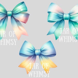 Watercolour Ombre Bow Clipart Cute Pastel Gradient Bow PNG Digital ...