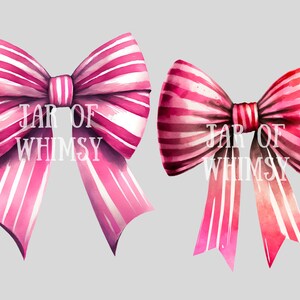 Watercolour Hot Pink Bows Clipart - Bright Pink Satin Bow PNG Digital ...