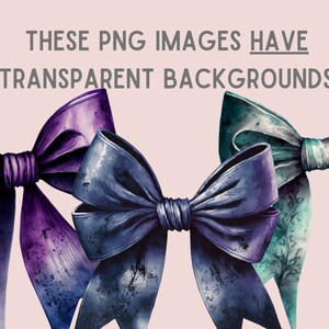 Watercolour Gothic Bows Clipart - Dark Fantasy Bow PNG Digital Image ...