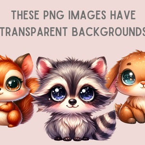 Watercolour Woodland Animal Clipart Kawaii Forest Animals PNG Digital ...