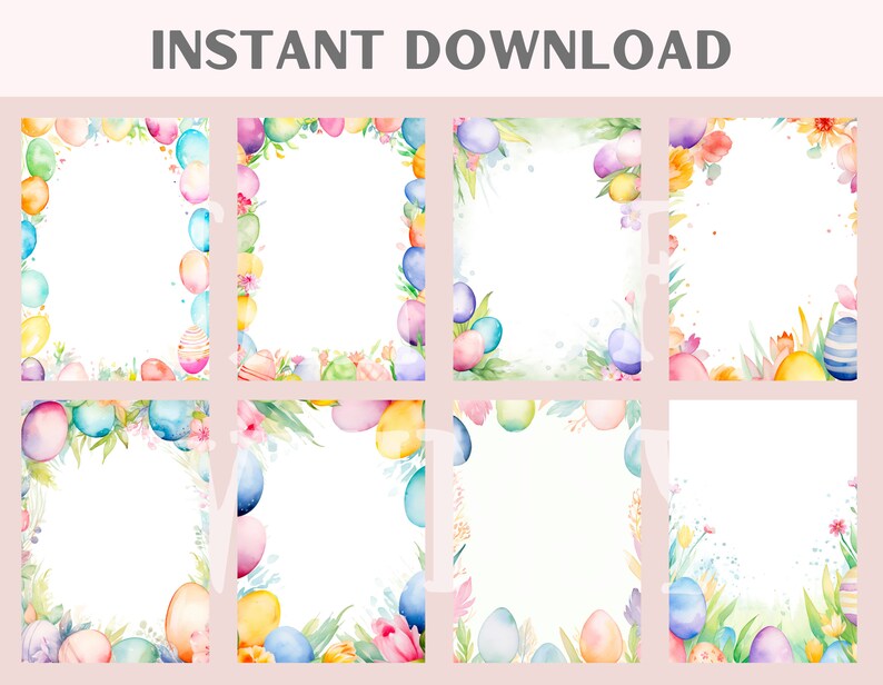 Watercolour Easter Egg Background Clipart Easter Party JPG Digital ...