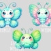 Watercolour Kawaii Butterfly Clipart Colourful Cute Chibi PNG Digital ...