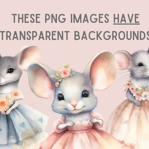 Watercolour Vintage Girl Mice Clipart Farm Mouse PNG Digital Image ...
