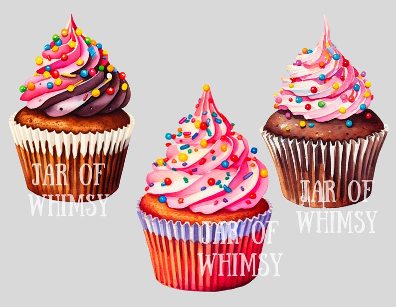 Watercolour Sprinkle Cupcake Clipart Birthday Cake PNG Digital Image ...
