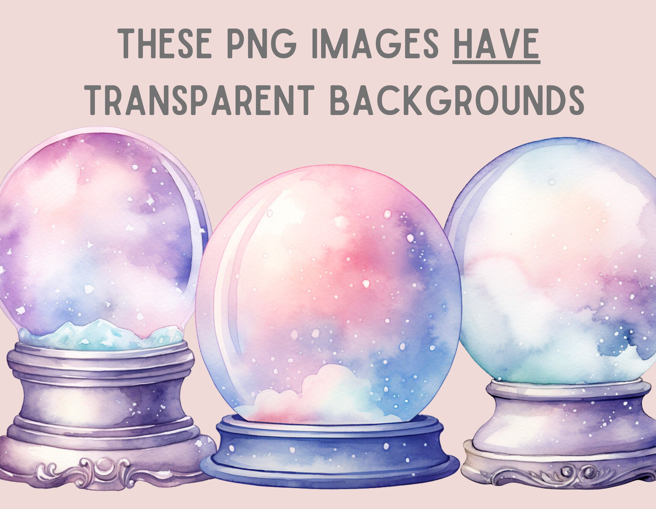 Watercolour Empty Snow Globe Clipart Crystal Ball PNG Digital Image ...