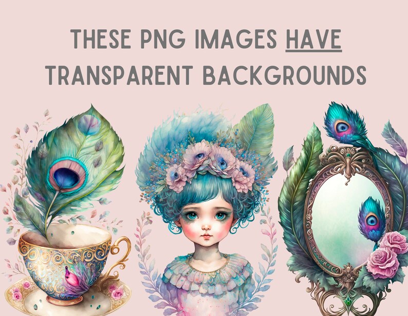 Watercolour Peacock Princess Clipart Peacock Fantasy PNG - Etsy