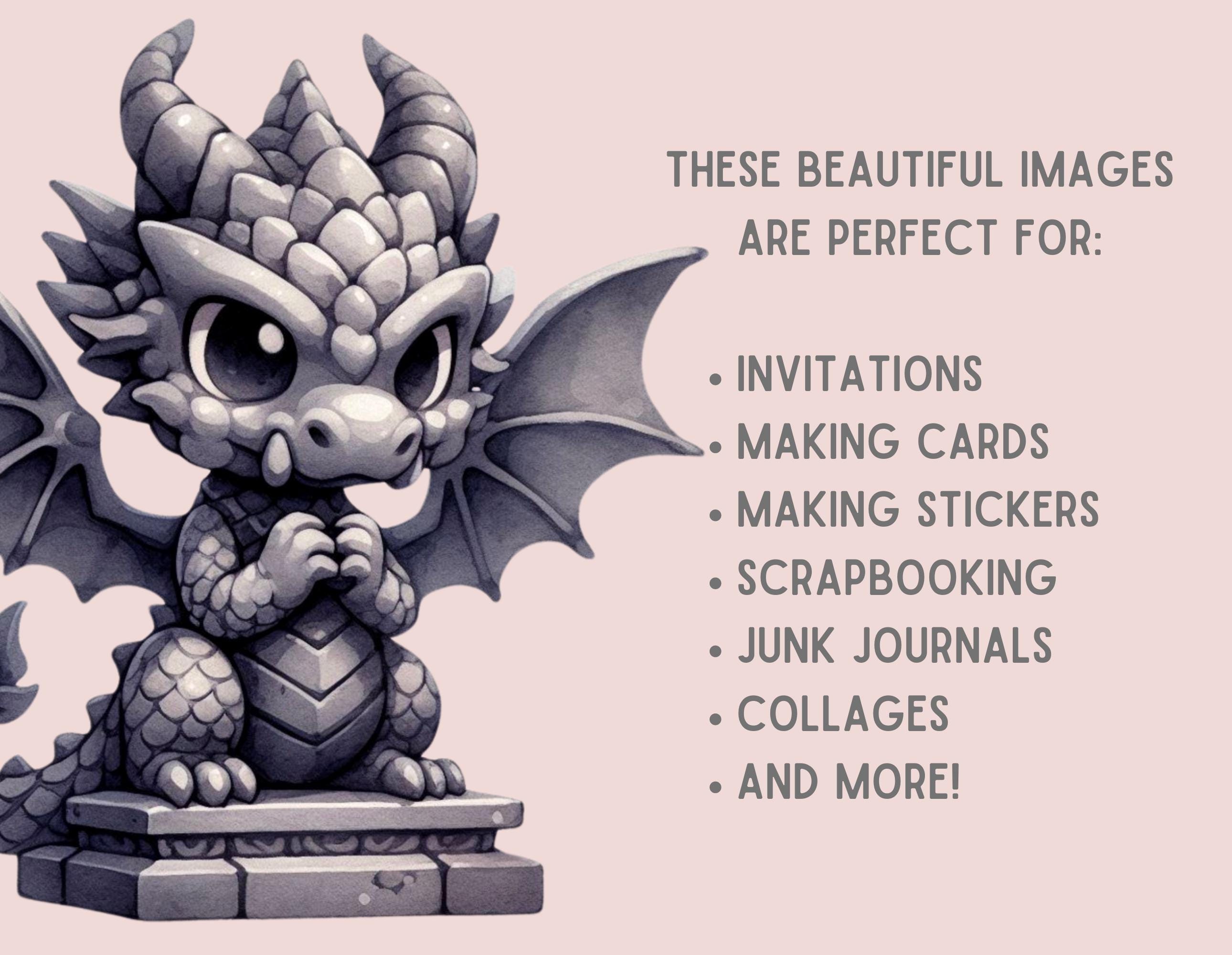 Watercolour Gargoyle Clipart Cute Gargoyle Animal Statue PNG Digital ...
