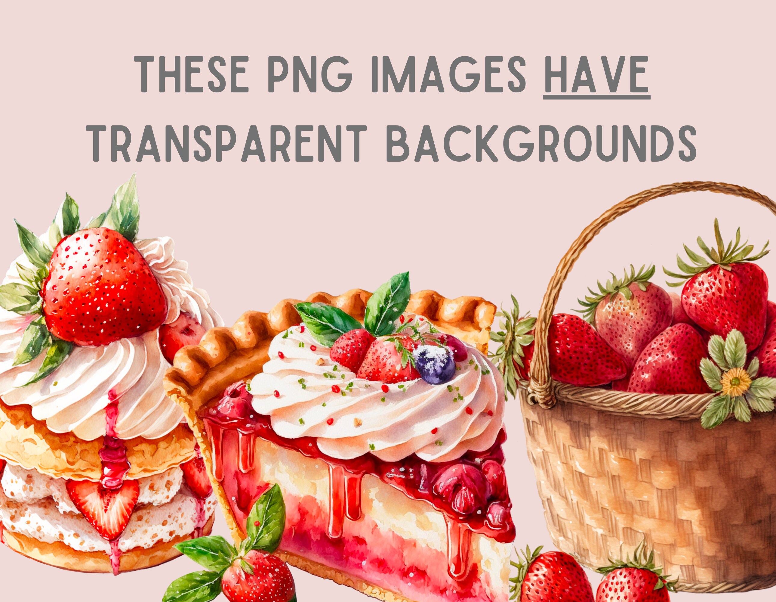 Watercolour Strawberries Clipart - Strawberry Farm PNG Digital Image ...