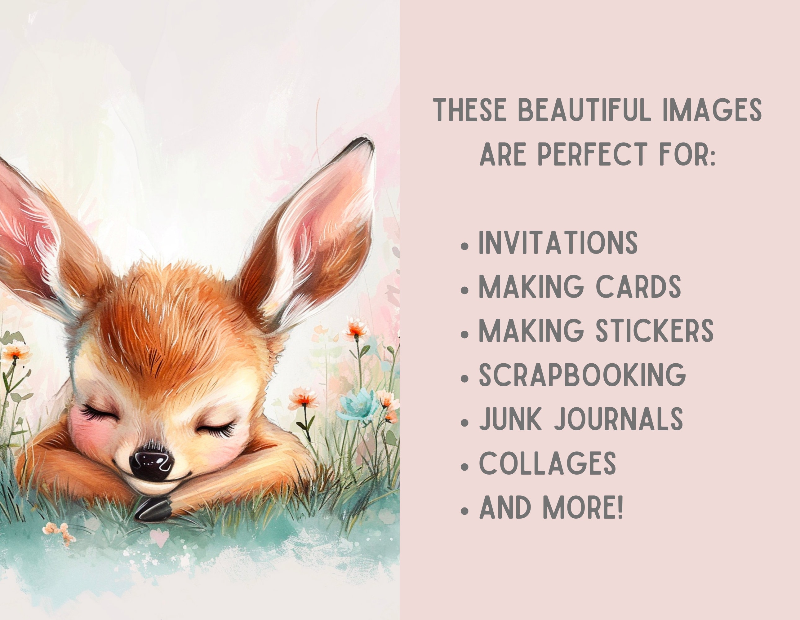 Watercolour Spring Deer Clipart Easter Baby Fawn JPG Digital Image ...