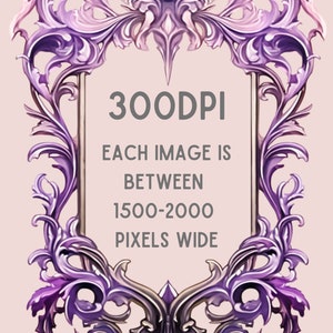 Watercolour Purple Ornate Frame Clipart Baroque Frames PNG Digital ...