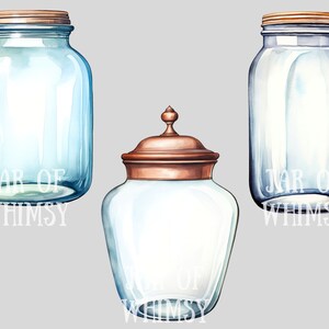 Watercolour Empty Jar Clipart Glass Jars With Lids PNG Digital Image ...