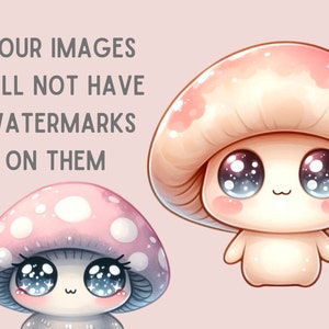 Watercolour Chibi Mushroom Clipart Kawaii Mushroom Toadstools PNG ...