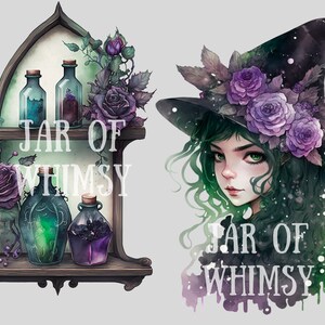 Watercolour Swamp Witch Clipart Gothic Halloween Fantasy PNG Digital ...
